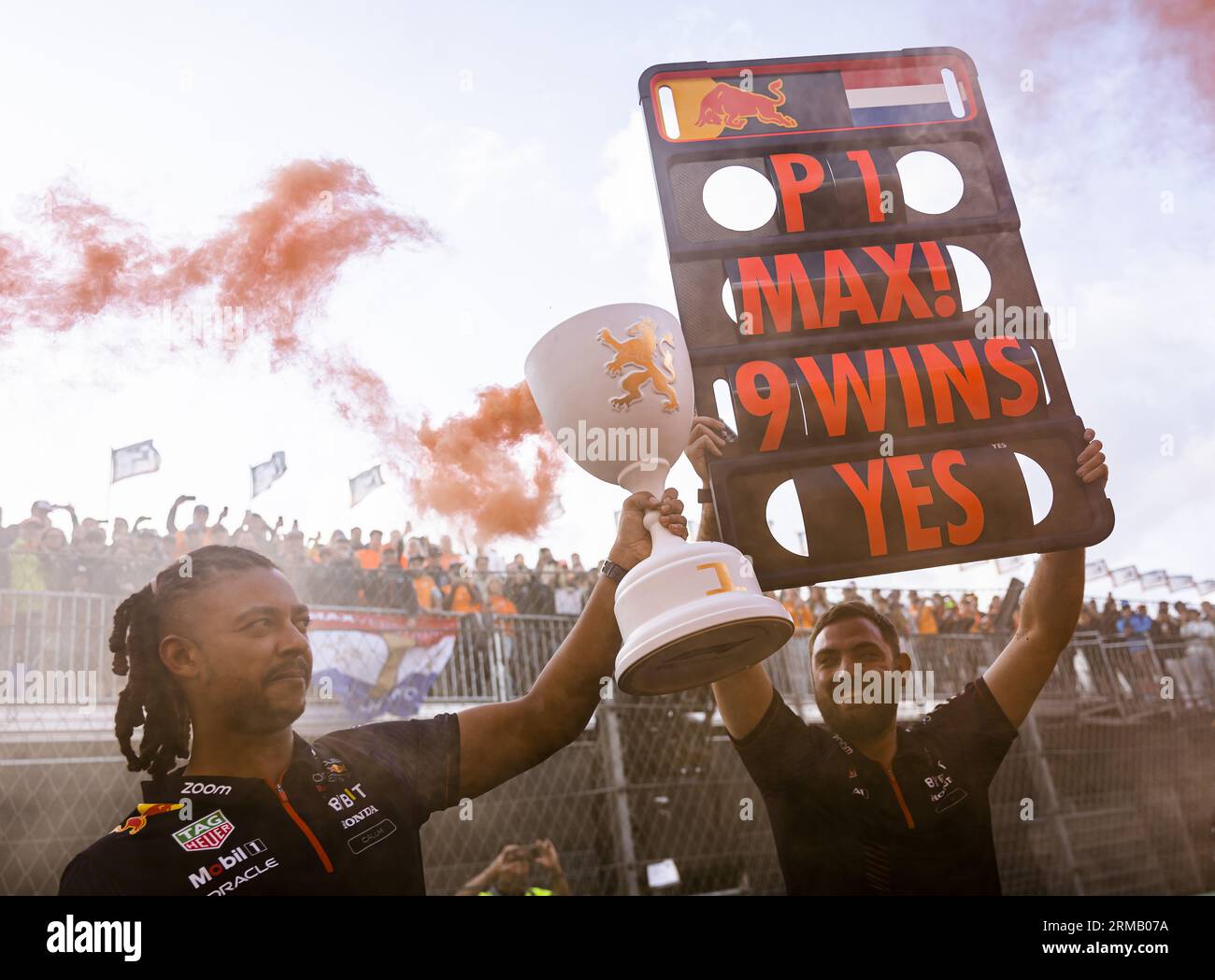 Red bull racing celebrate victory for max verstappen hi-res stock ...