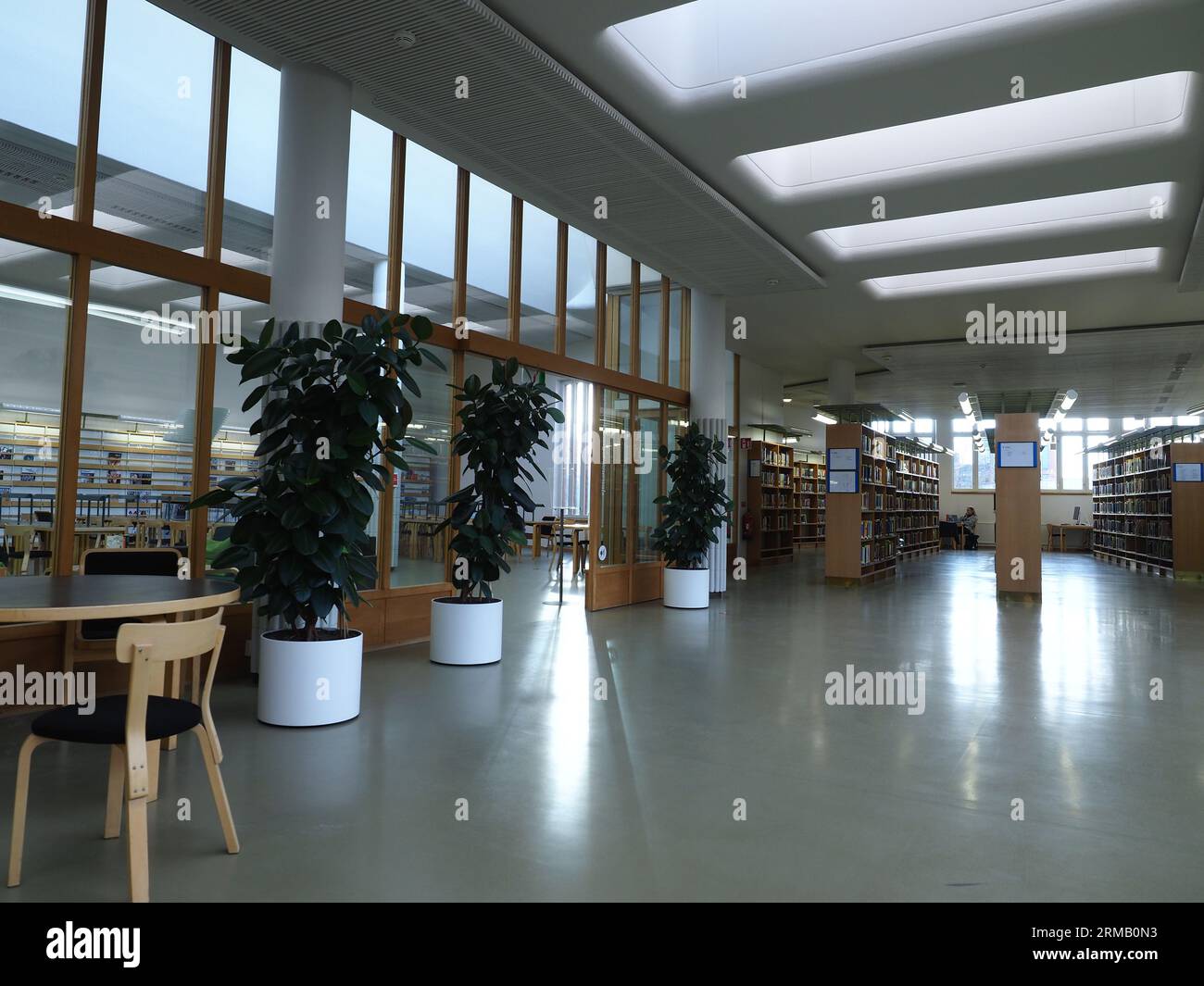 The interiors of modern library (Otaniemi University Library, Espoo ...