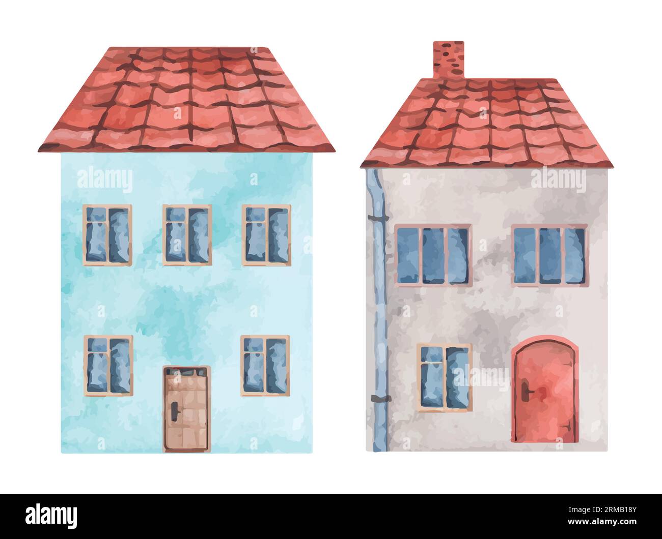 Old village house watercolor Stock Vector Images - Alamy