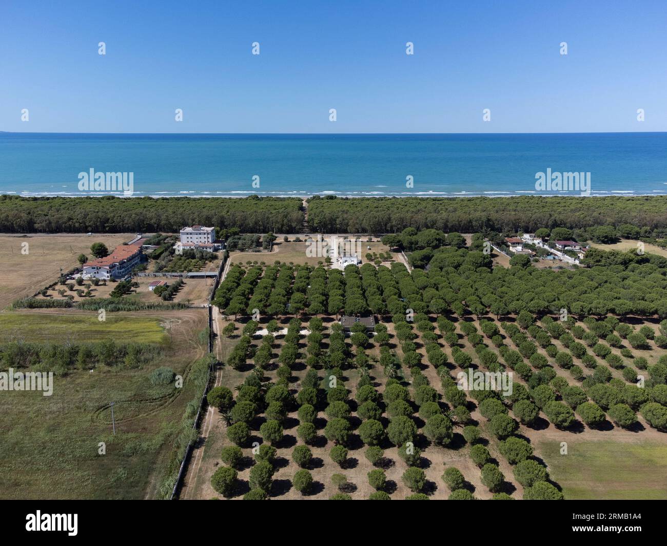 Varano lake, Apulia, Italy. Aerial overview of the lake and the sea ...