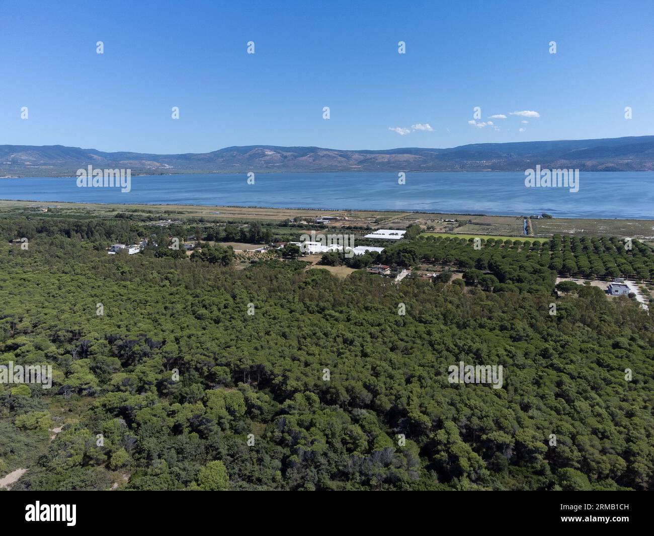 Varano lake, Apulia, Italy. Aerial overview of the lake and the sea ...