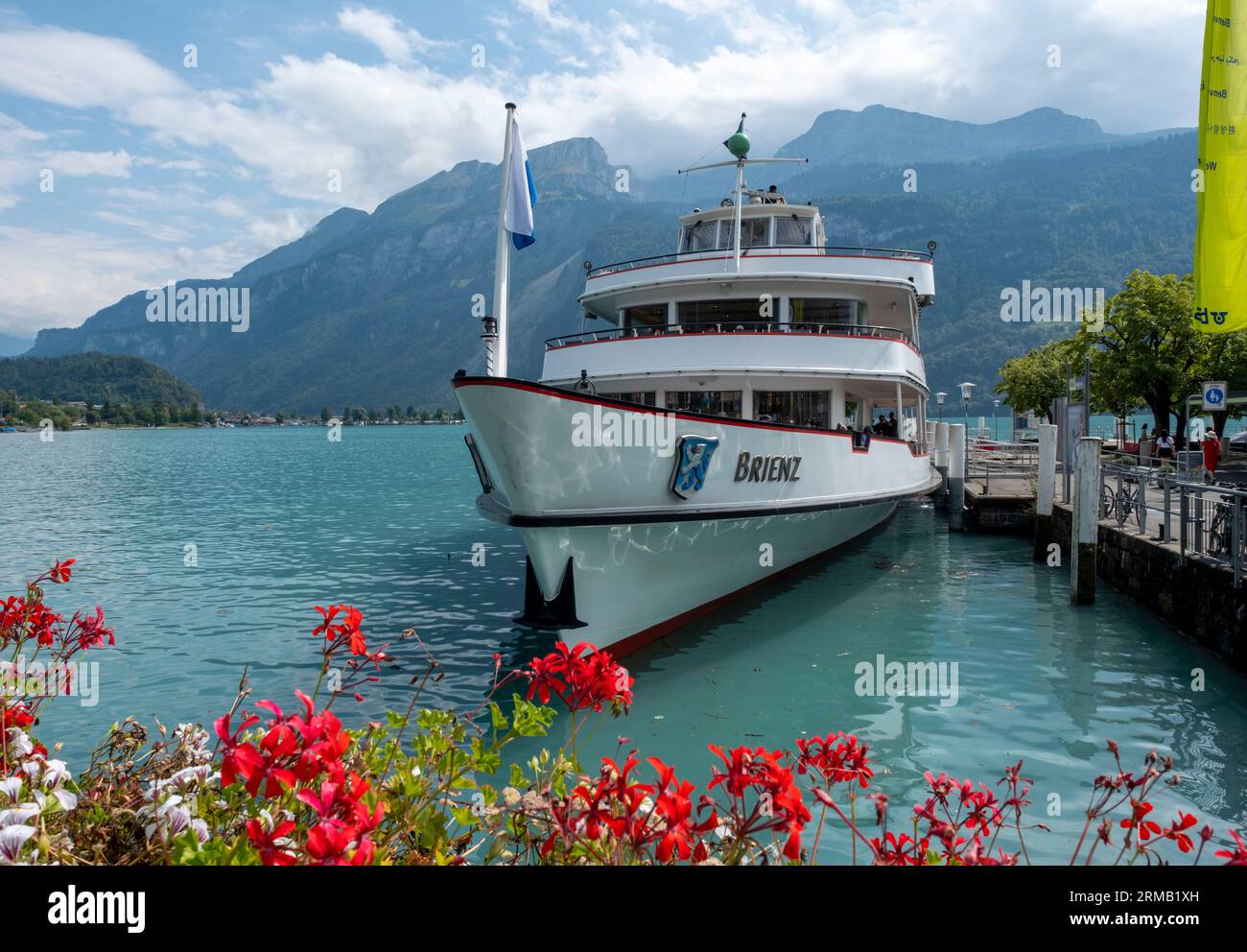 The Brienz cruise ship docked in Brienz, Canton of Bern, Switzerland ...