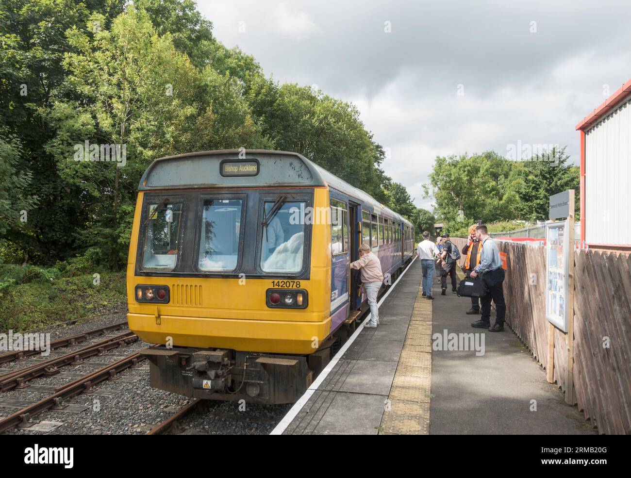 Passengers boarding a Pacer train at Bishop Auckland station on the ...