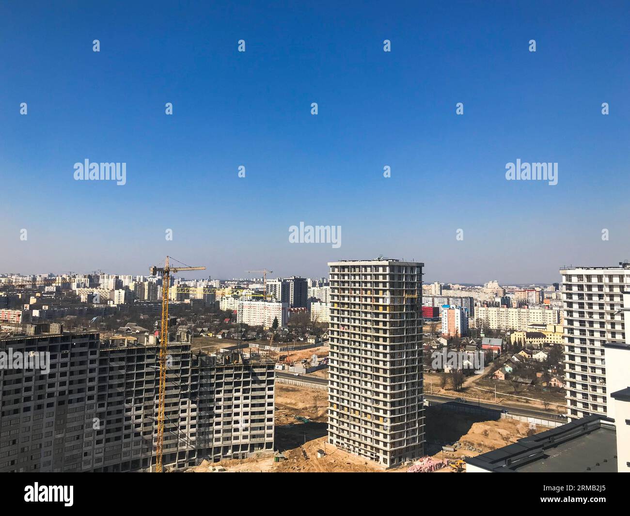 Building with the help of construction cranes of high reinforced ...