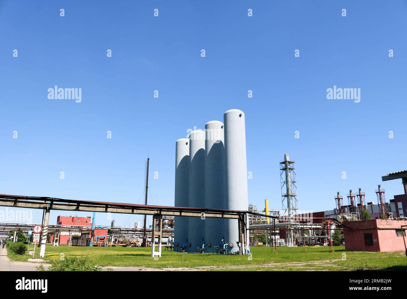 A large concrete technological industrial installation at a chemical ...