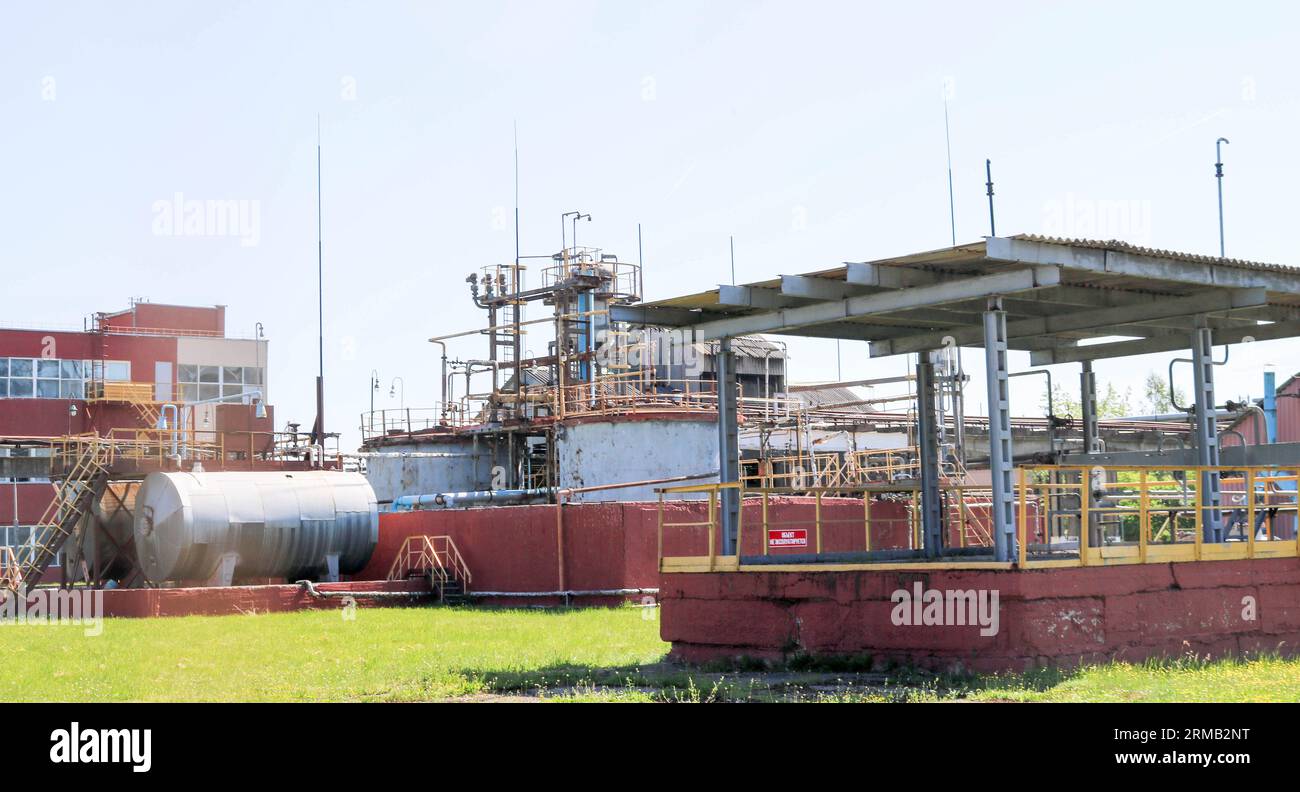 A large concrete technological industrial installation at a chemical ...