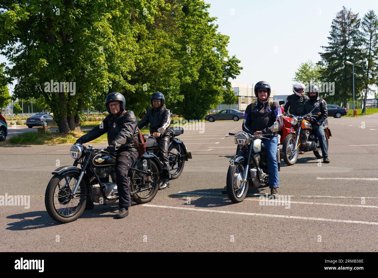 Waltershausen, Germany - June 10, 2023: Bikers on Simson AWO Sport ...