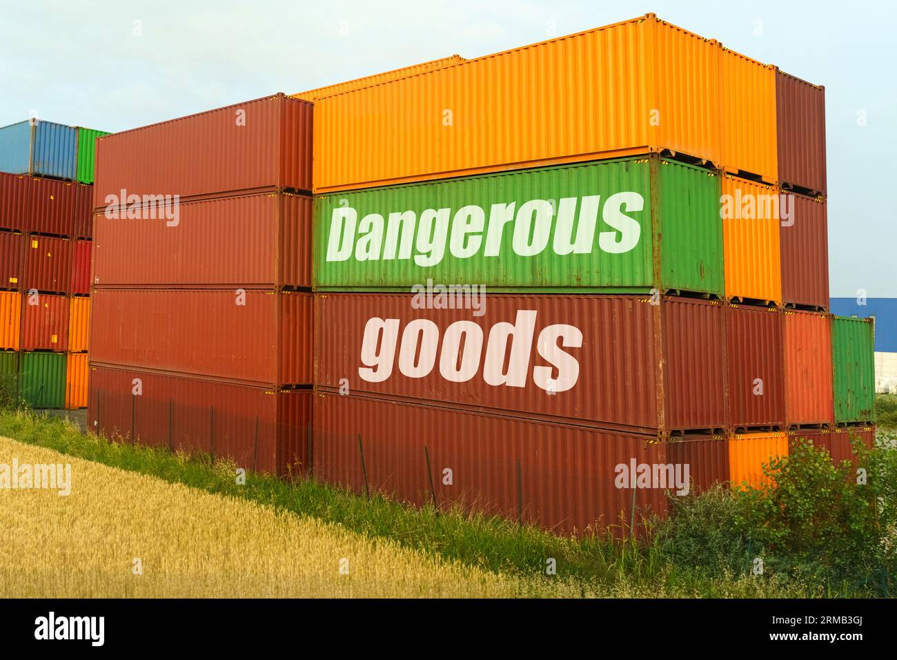 Business concept. On colored containers for the carriage of goods, the ...