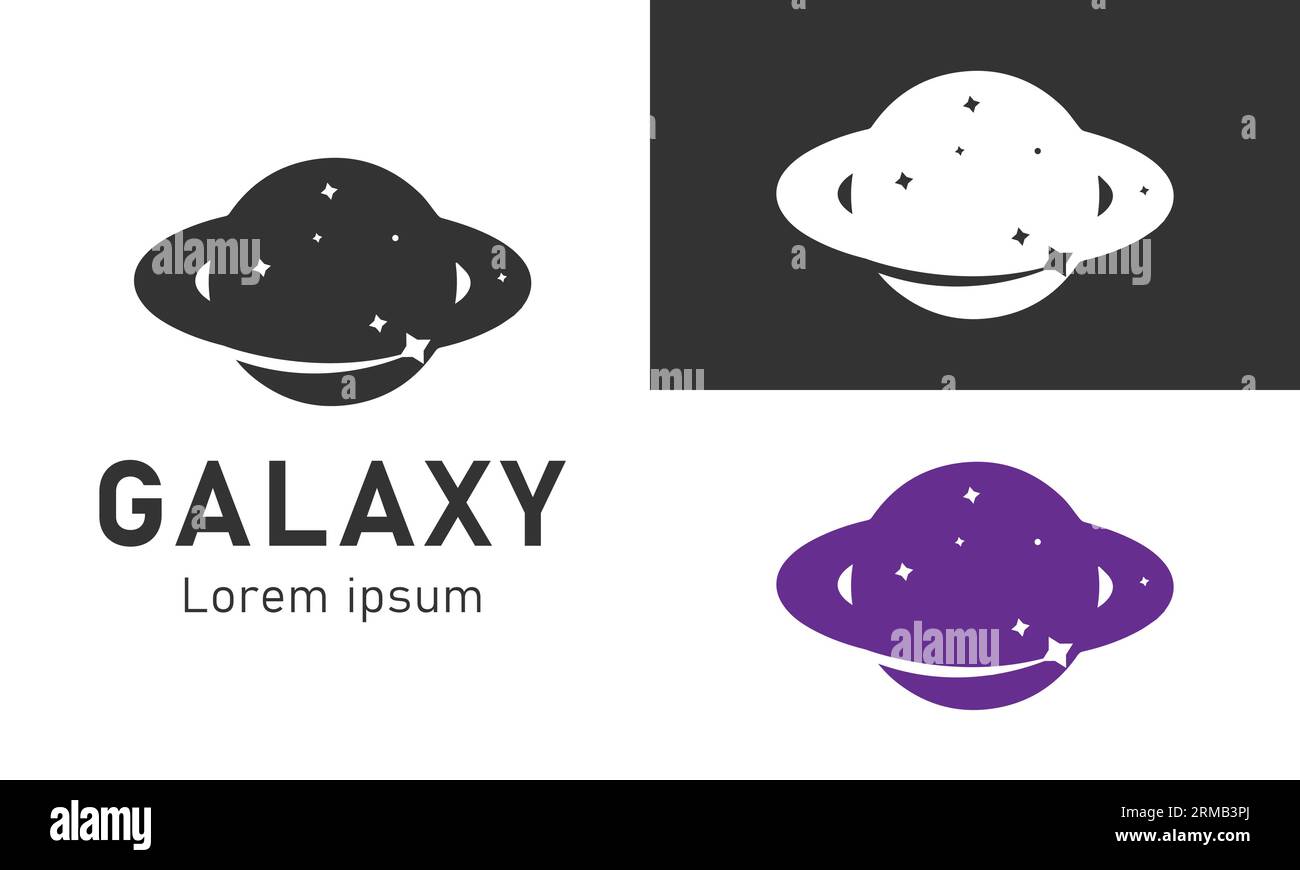 Galaxy planet logo design space moon planet logotype Stock Vector Image ...