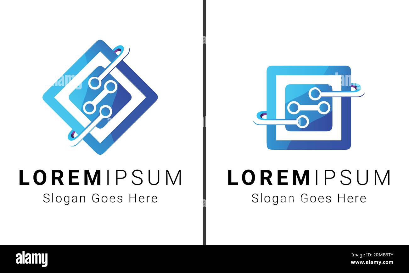 computer processor chip logo design digital chip logotype Stock Vector ...