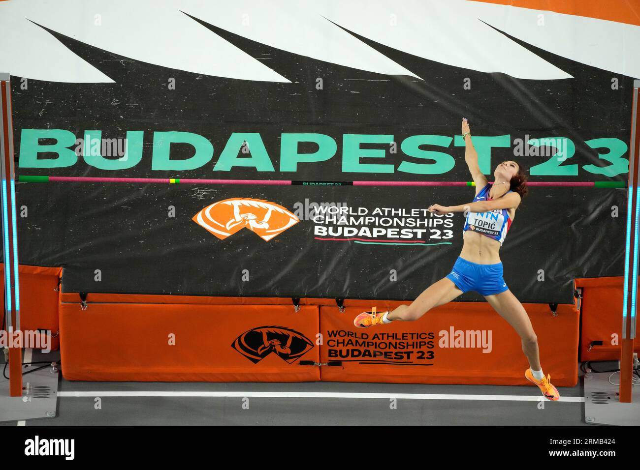 Angelina Topic, of Serbia, competes in the Women's high jump final ...