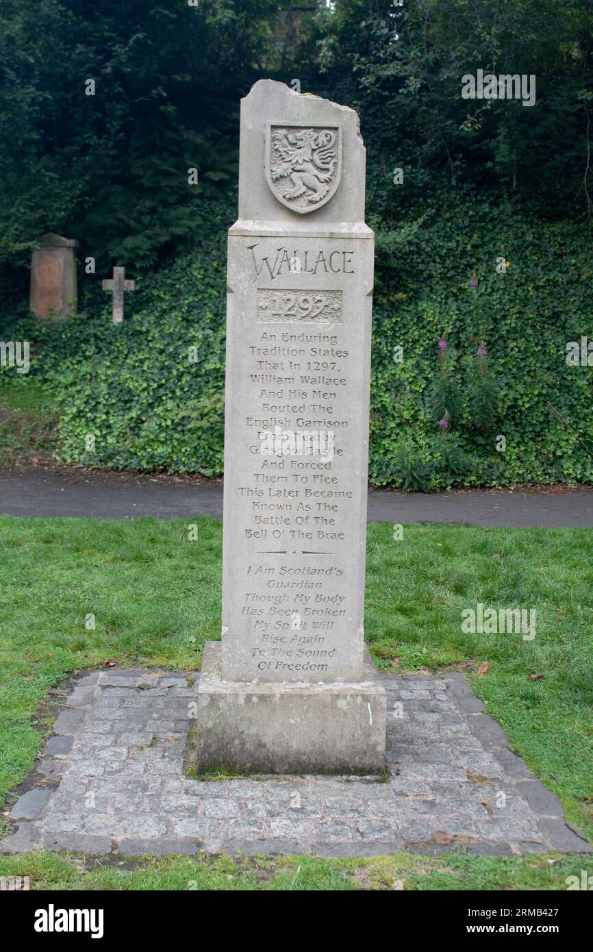 The William Wallace memorial in the Glasgow Necropolis, a Victorian cemetery in Glasgow ...