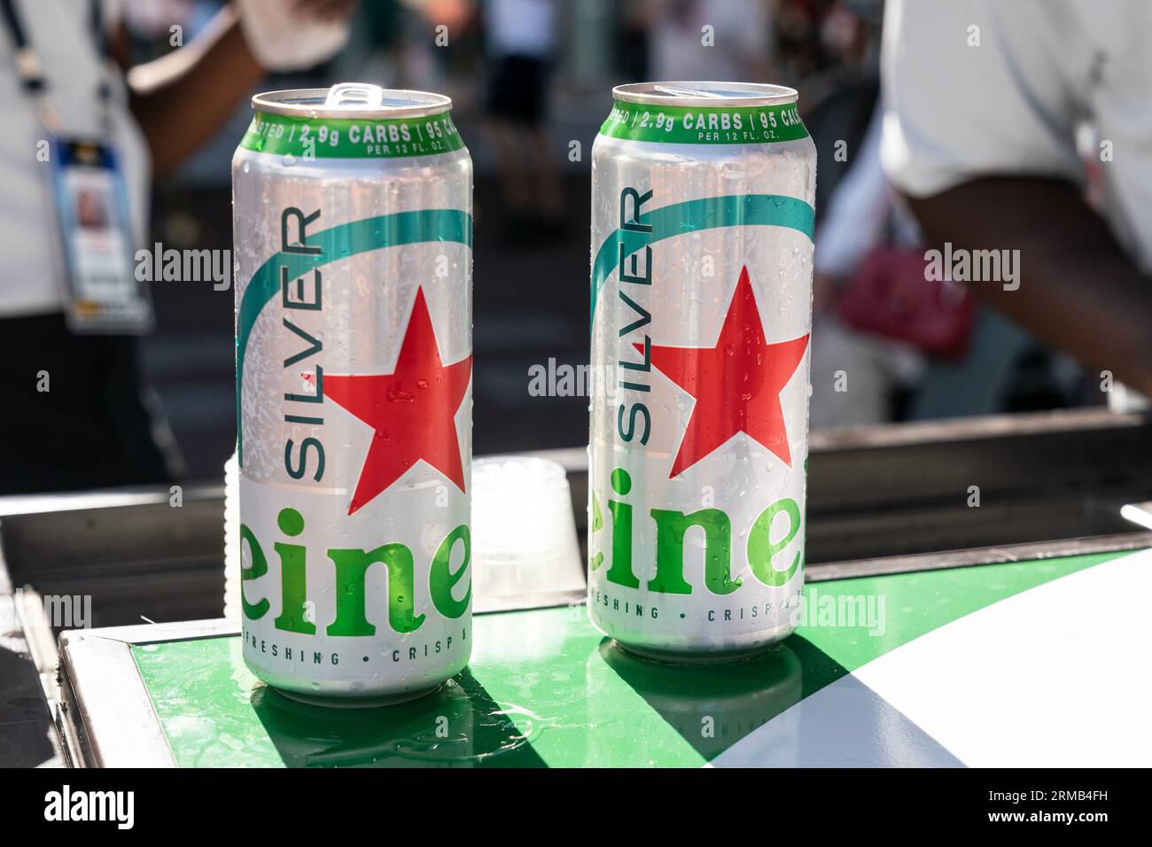 Cans of new Heineken beer Silver on display during US Open Fan week at ...