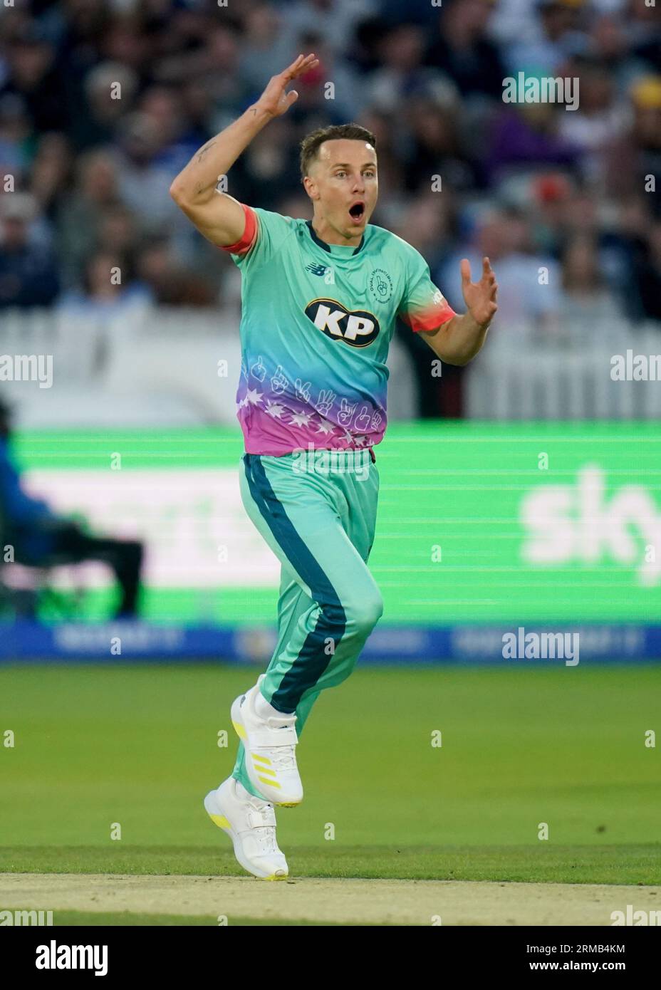 Oval Invincibles' Tom Curran in bowling action during The Hundred men's ...