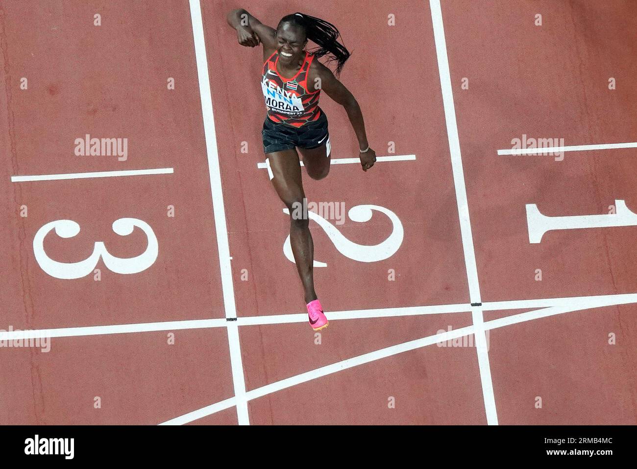 Mary Moraa, of Kenya, wins the Women's 800-meter final during the World ...