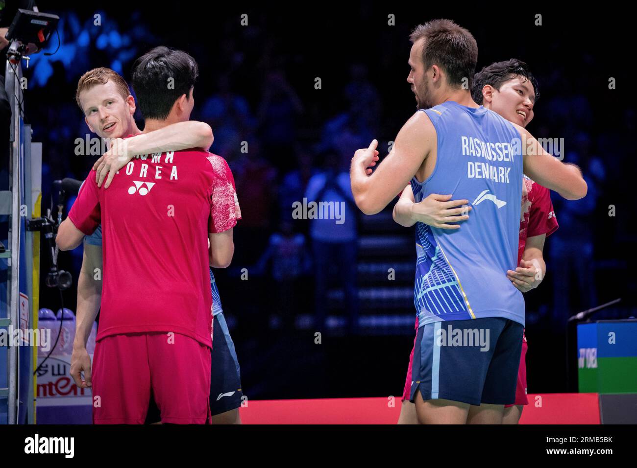 Denmark's Kim Astrup and Anders Skaarup Rasmussen hug winners South ...