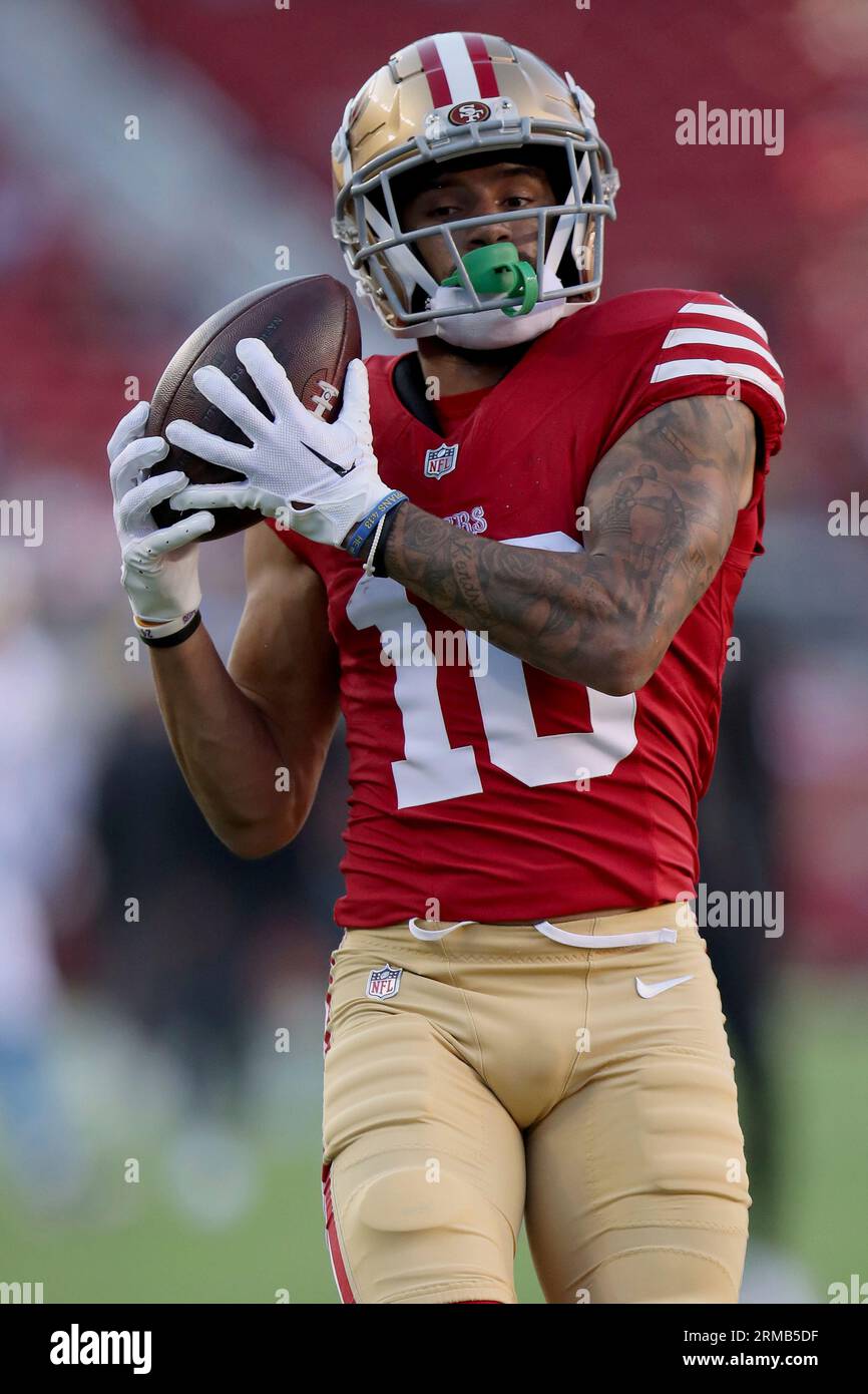 San Francisco 49ers wide receiver Ronnie Bell (10) warms up during an ...