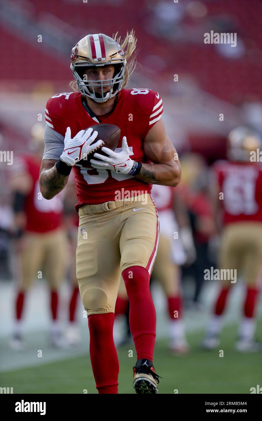 San Francisco 49ers tight end George Kittle (85) warms up before an NFL ...