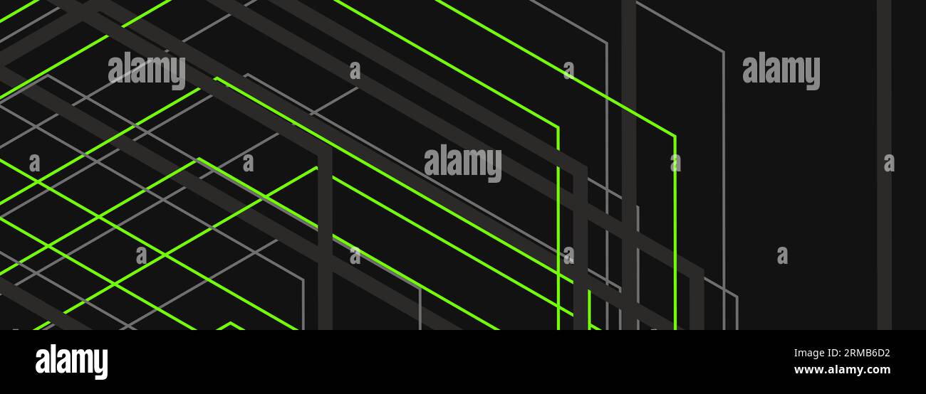 Black abstract modern background with gray and orange geometric lines ...