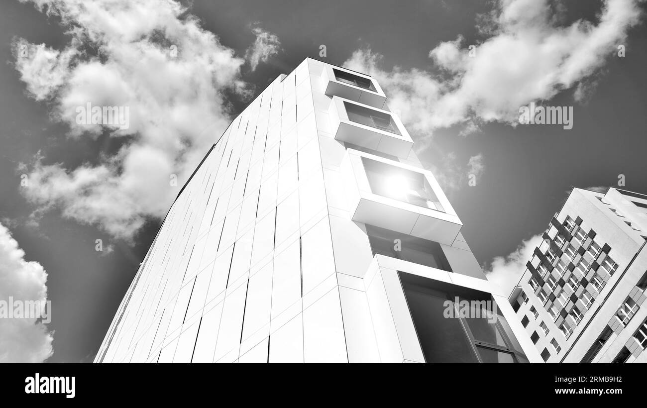 Modern apartment building in sunny day. Exterior, residential house ...