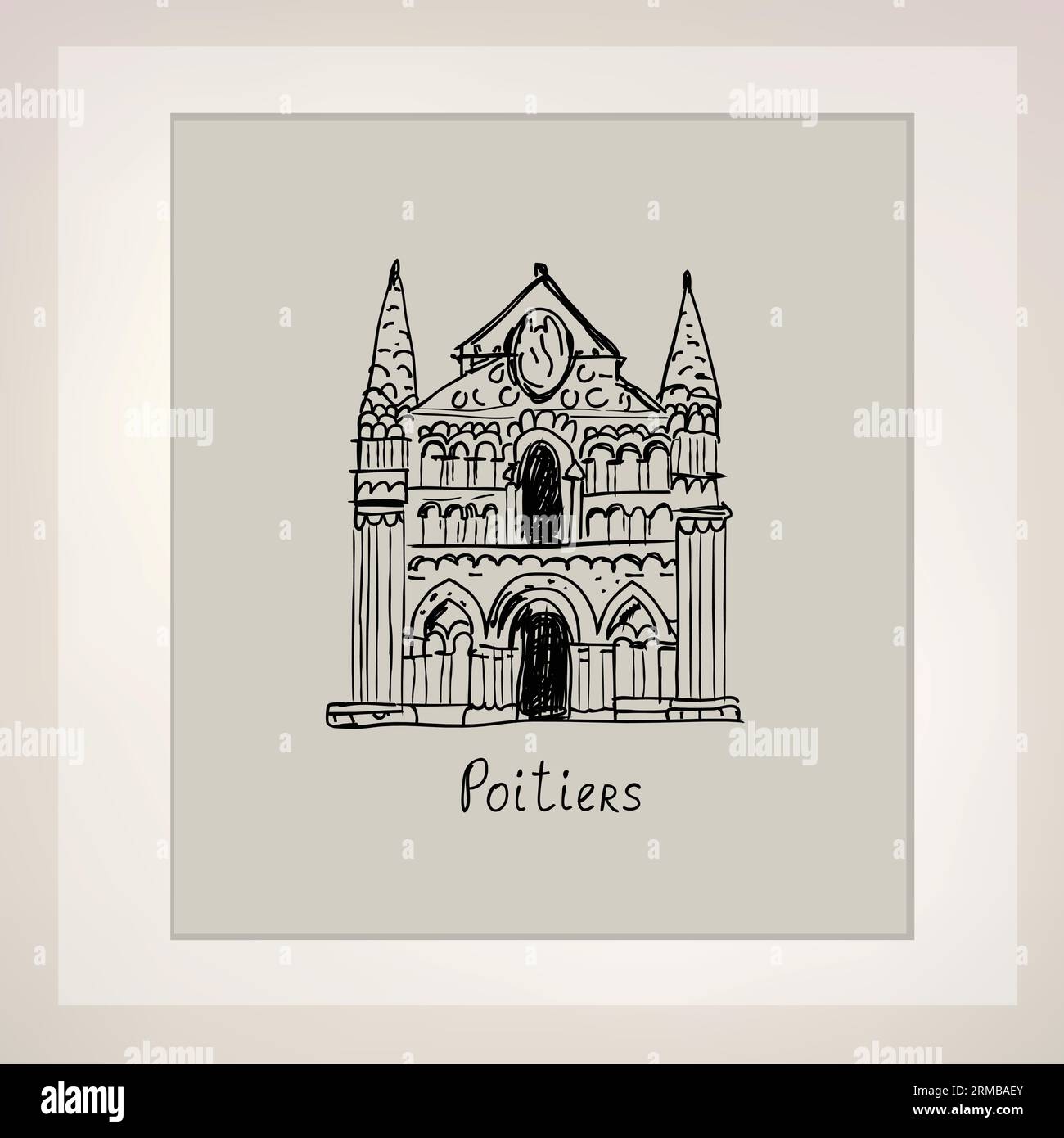 French city Poitiers. Famous touristic landmark. Church Notre-Dame-La ...