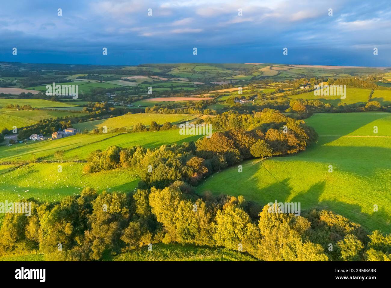 Shipton Gorge, Dorset, UK. 27th August 2023. UK Weather. Aerial view ...