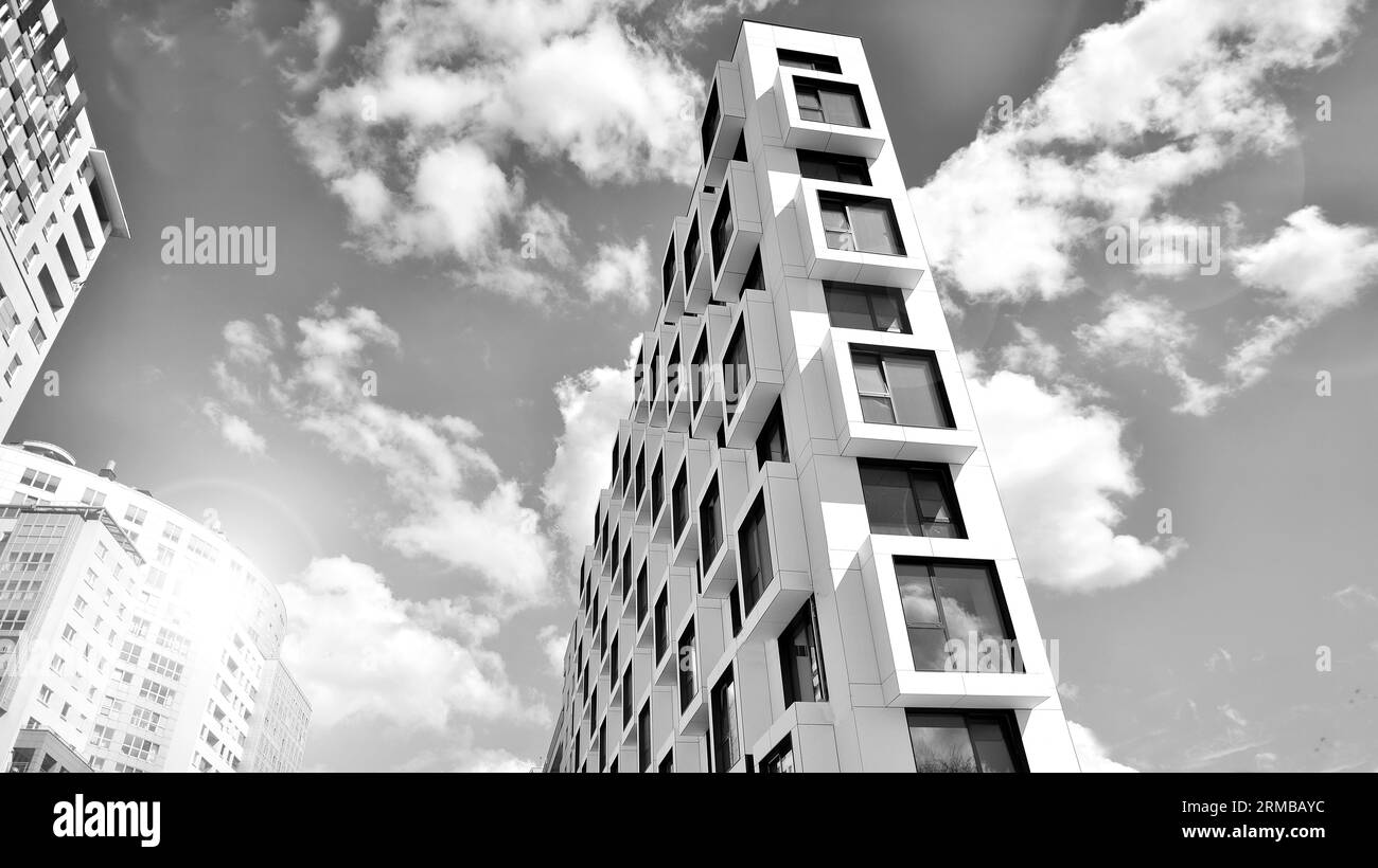 Modern apartment building in sunny day. Exterior, residential house ...