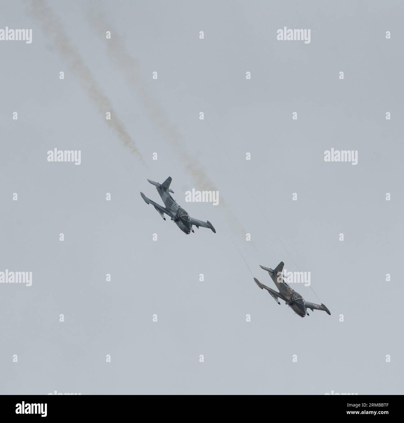 Strikemaster pair perform their display, during Rhyl Air Show 2023 at ...