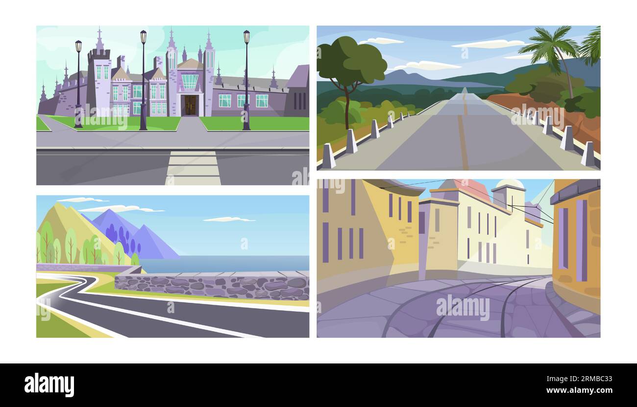 Streets and roads vector illustration set Stock Vector Image & Art - Alamy