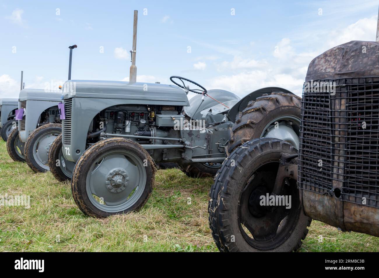 Low Ham.Somerset.United Kingdom.July 23rd 2023.A row of vintage Massey ...