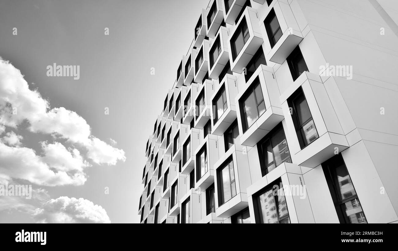 Modern apartment building in sunny day. Exterior, residential house ...