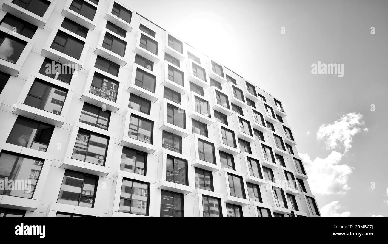 Modern apartment building in sunny day. Exterior, residential house ...