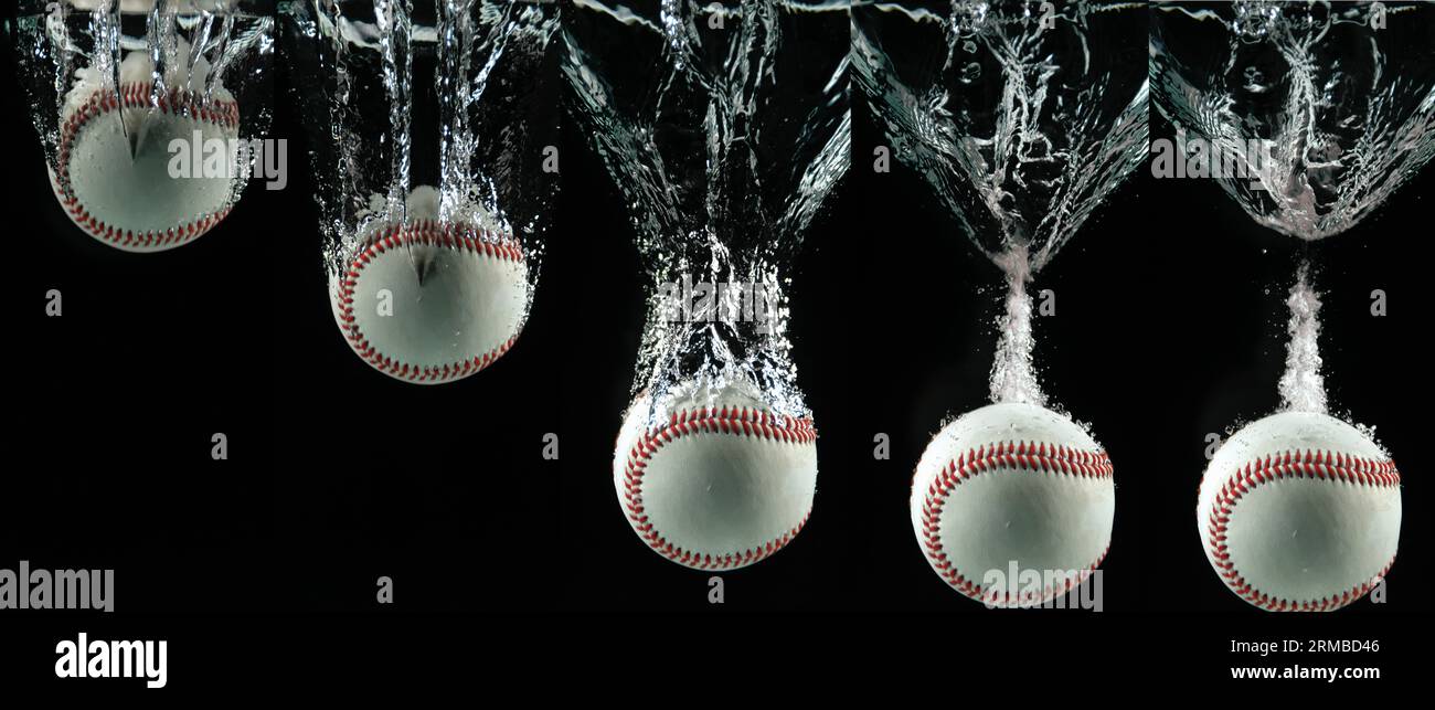 Baseball's Ball Falling into Water against White background Stock Photo ...