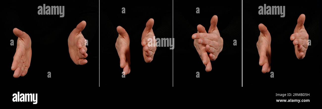 Hands of Woman Clapping against Black Background Stock Photo - Alamy