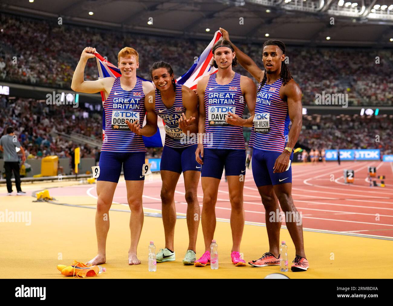 Great Britain's Charlie Dobson, Rio Mitcham, Lewis Davey and Alex Haydock-Wilson pose for a ...