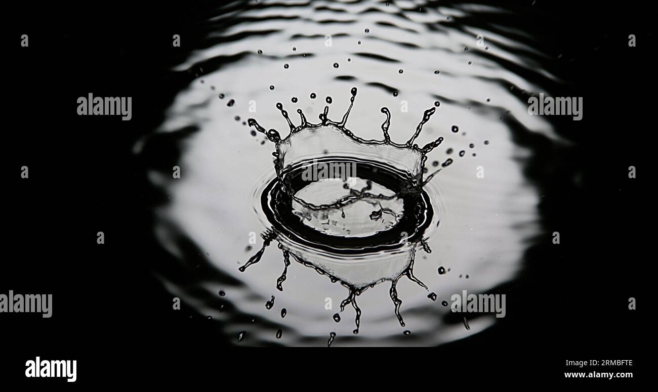 Drop of Water falling into Water, Full Moon Stock Photo - Alamy