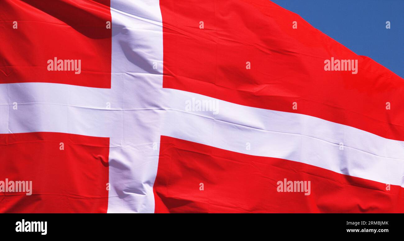 Danish Flag Waving in the Wind Stock Photo - Alamy