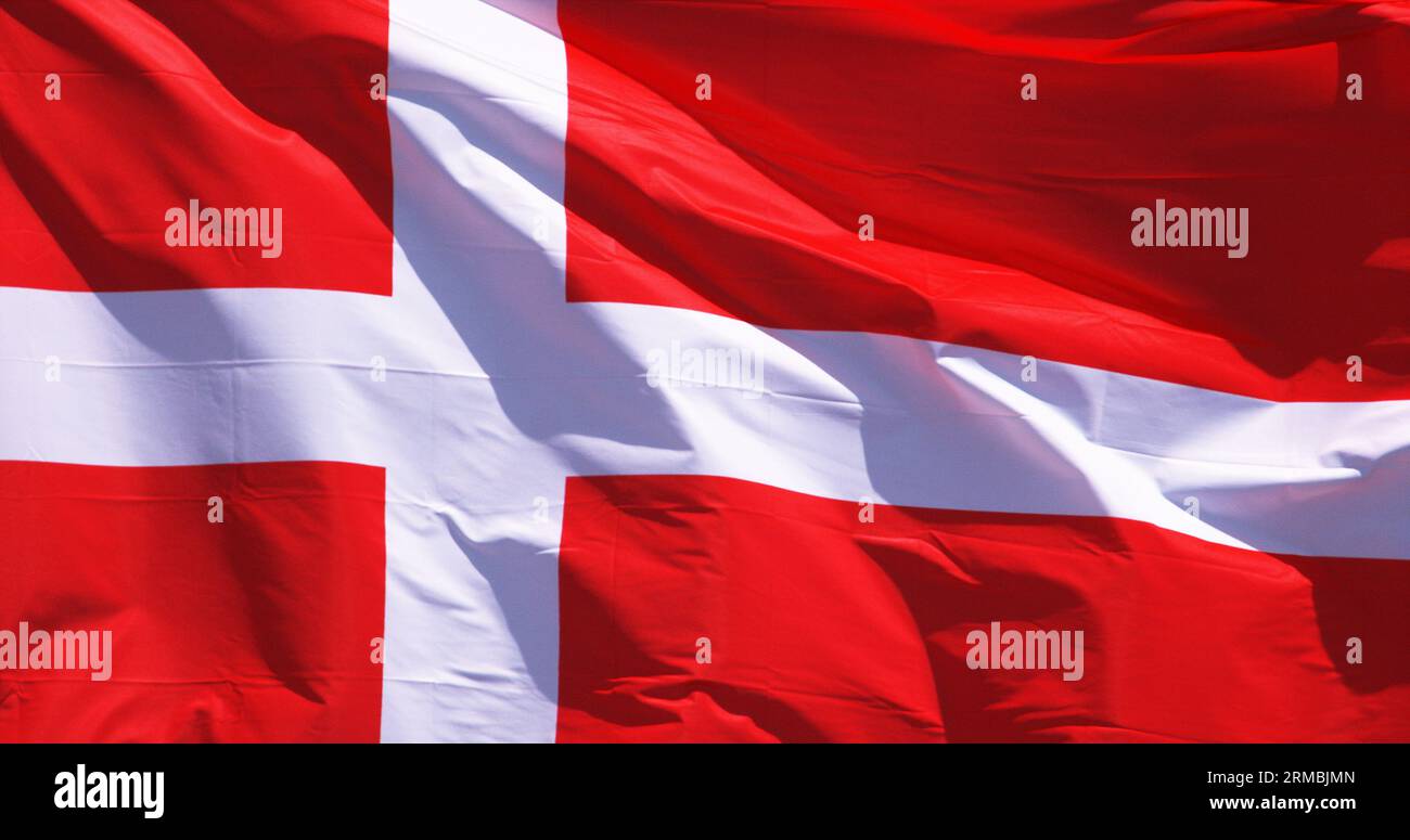 Danish Flag Waving in the Wind Stock Photo - Alamy