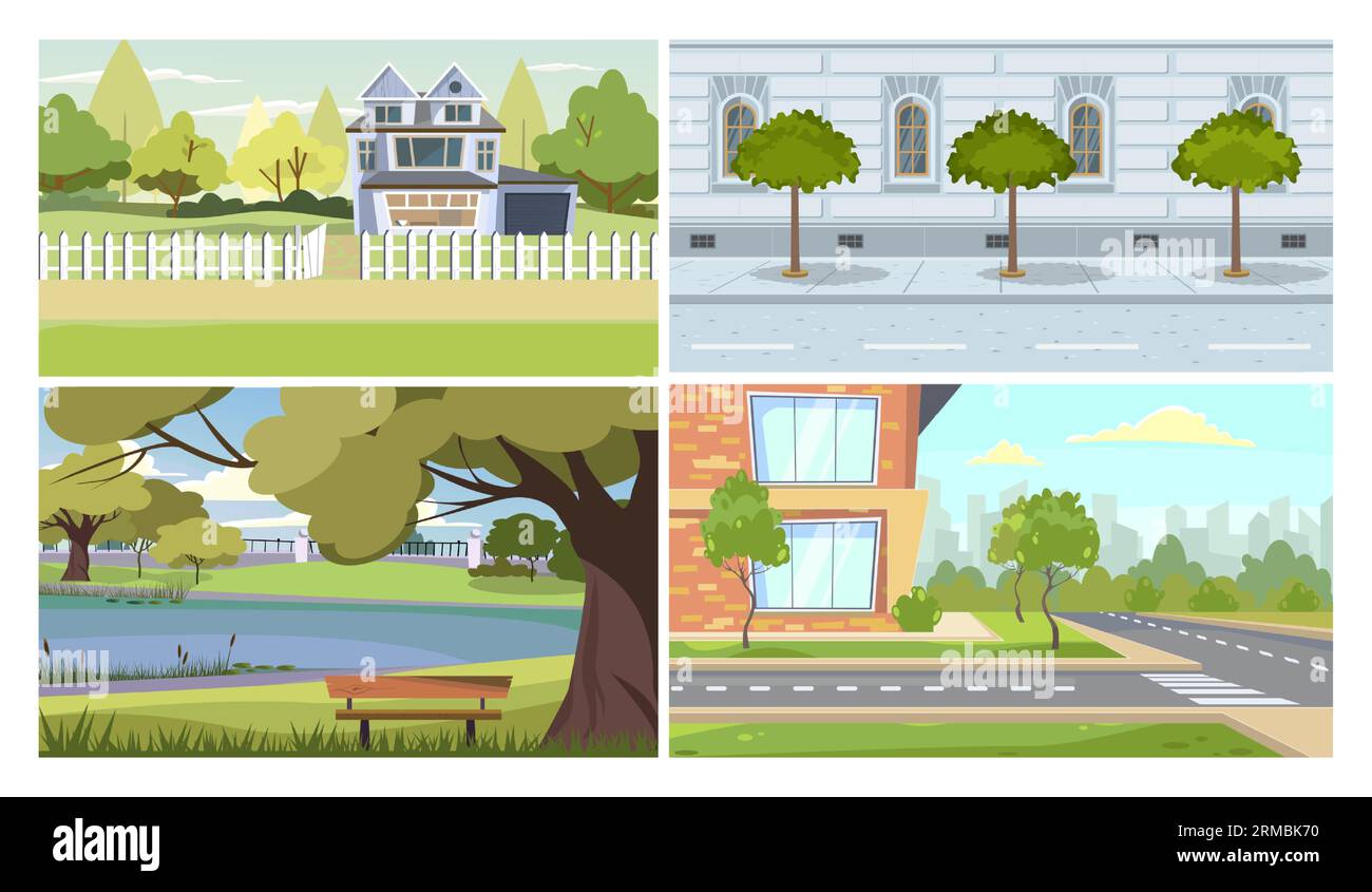 City and suburb illustration set Stock Vector Image & Art - Alamy