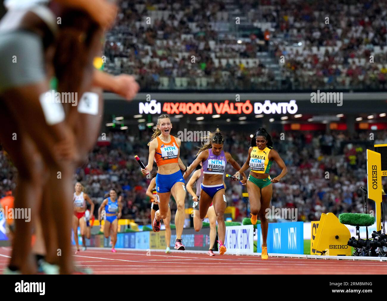 Great Britain's Nicole Yeargin (centre) finishes third to take the ...