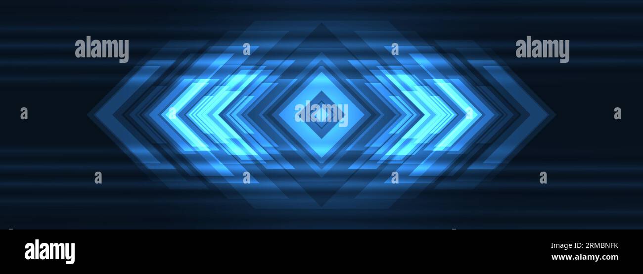 Abstract blue rhomb and arrows high-speed movement futuristic technology background concept ...