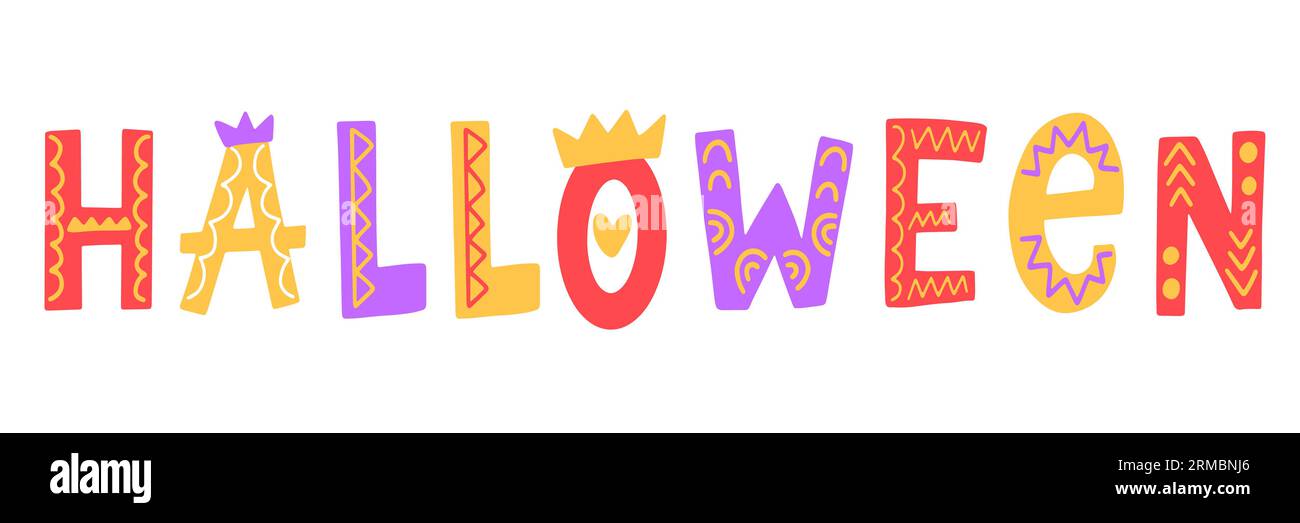 Halloween Decorative Lettering Word Inscription Stock Vector Image ...