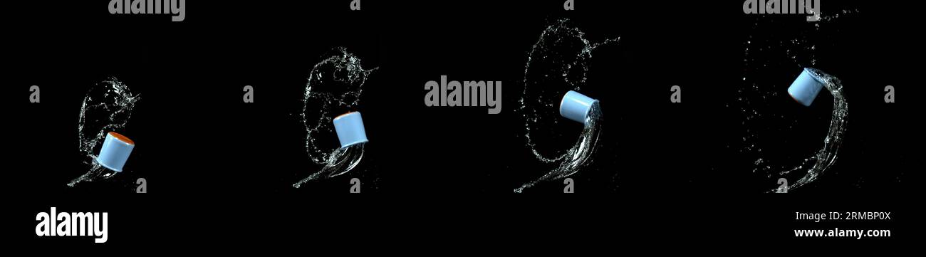 Glass of Water Bouncing and Splashing on Black Background Stock Photo ...