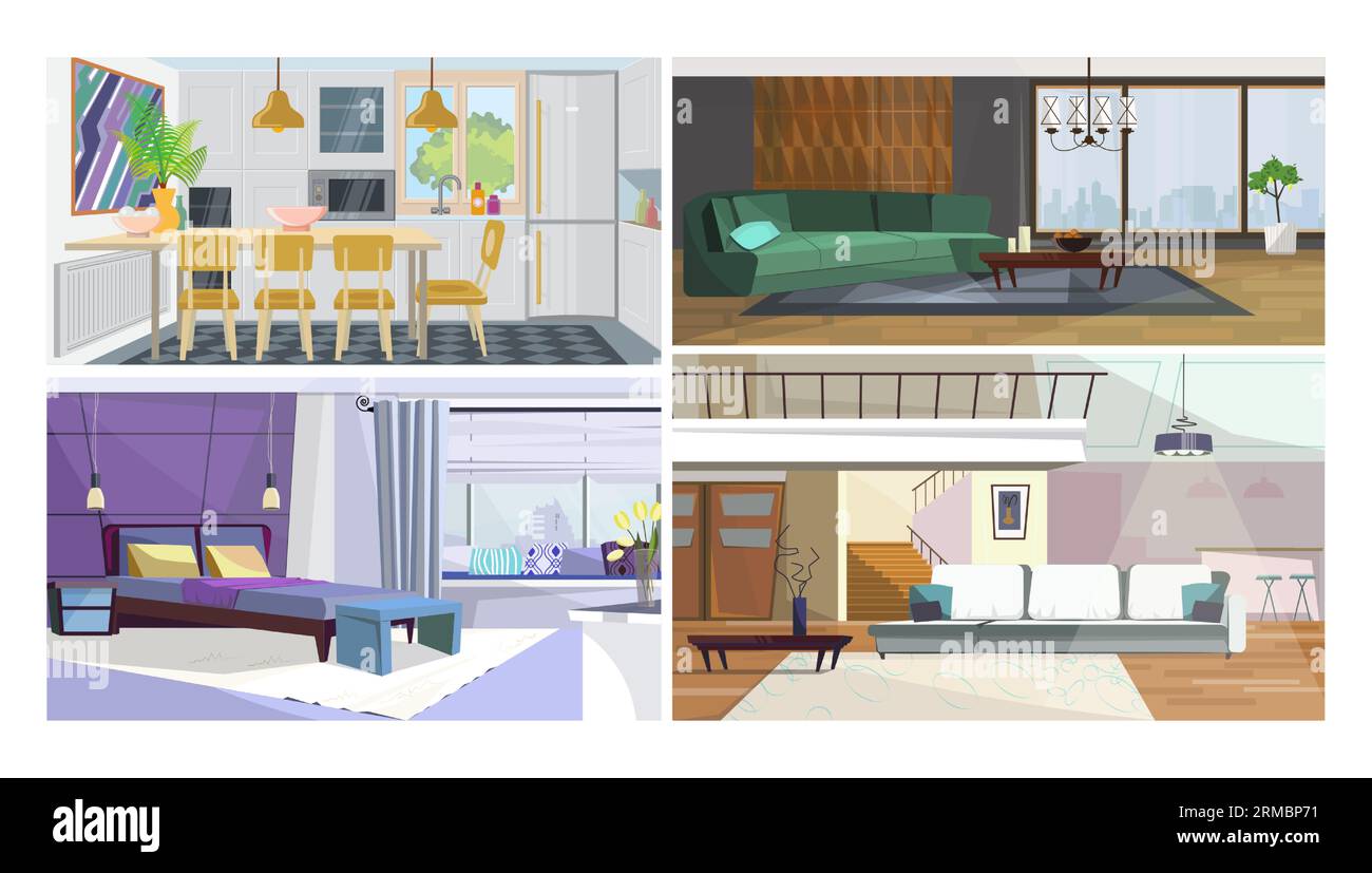 Modern home interior vector illustration set Stock Vector Image & Art ...