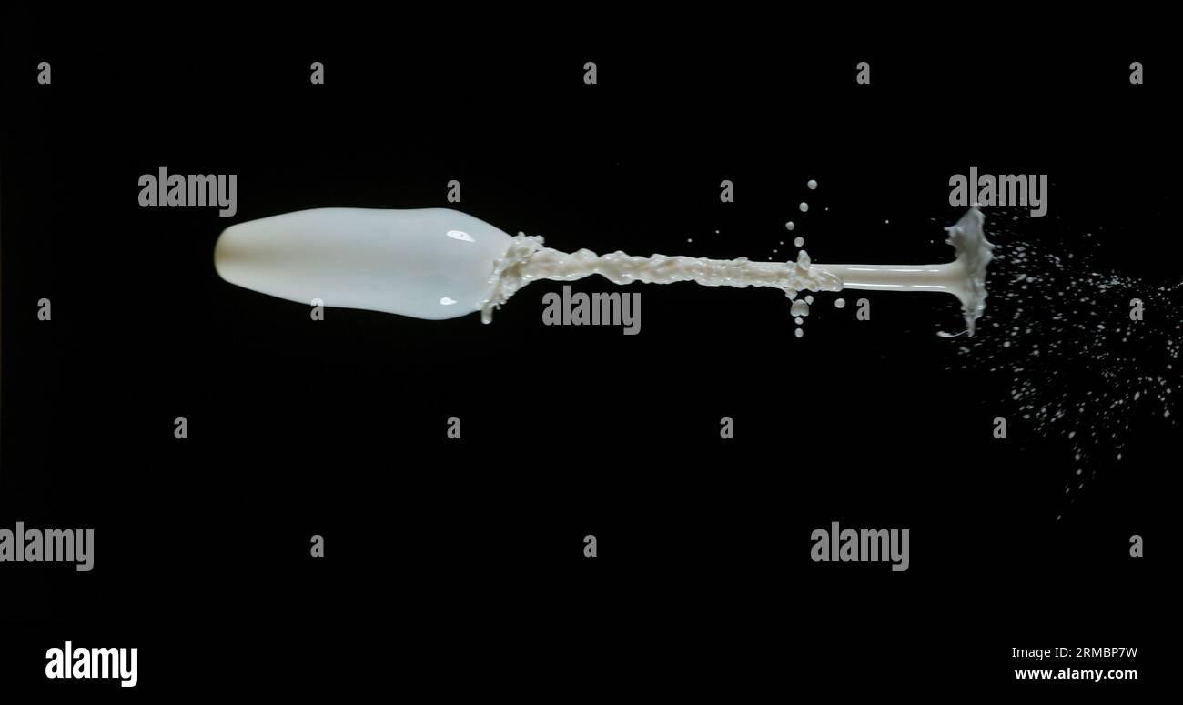 Milk Bouncing and Splashing on Black Background Stock Photo - Alamy