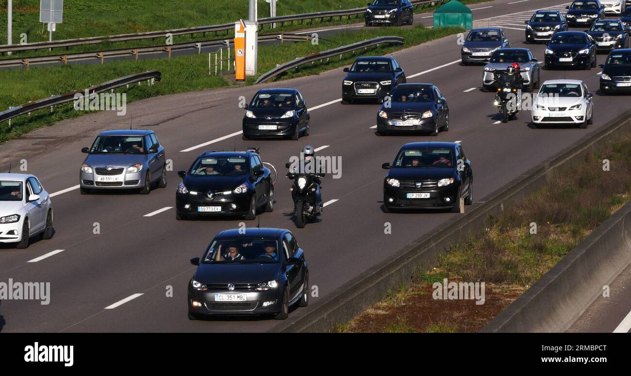 Traffic Jam on Highway A4 near Paris, Car Traffic, France Stock Photo ...