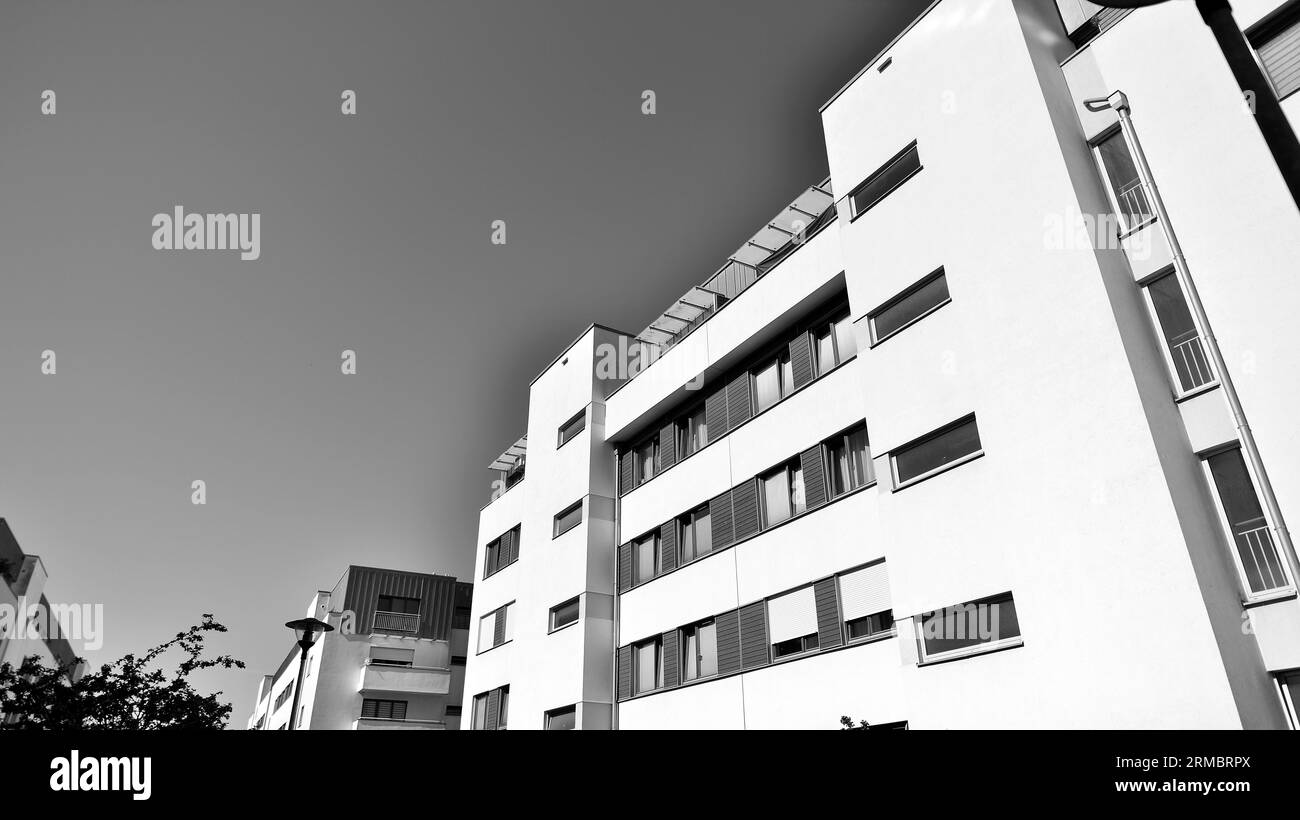 Modern apartment building in sunny day. Exterior, residential house ...