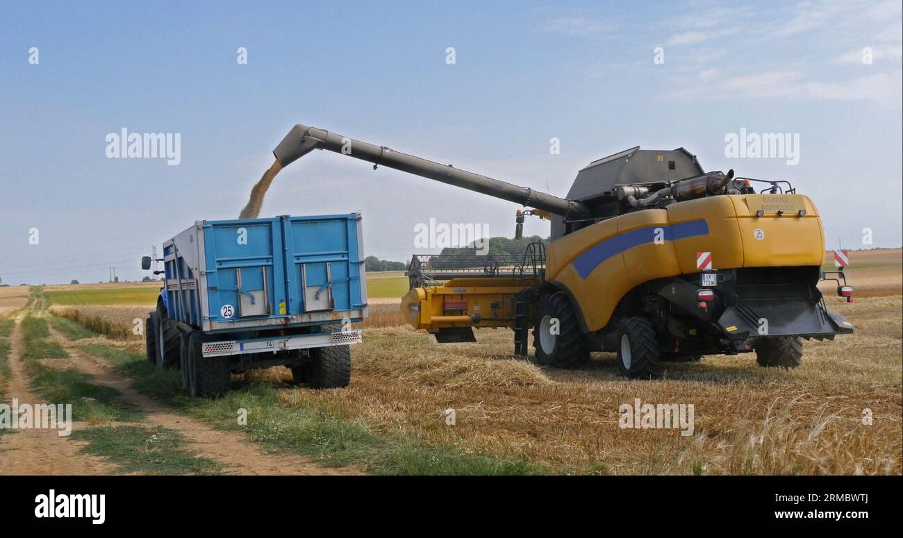 Combine harvester near basly in hi-res stock photography and images - Alamy