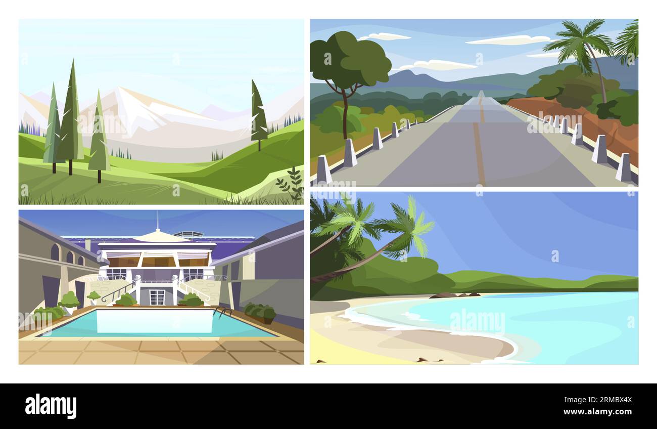 Vacation and resort vector illustration set Stock Vector Image & Art ...