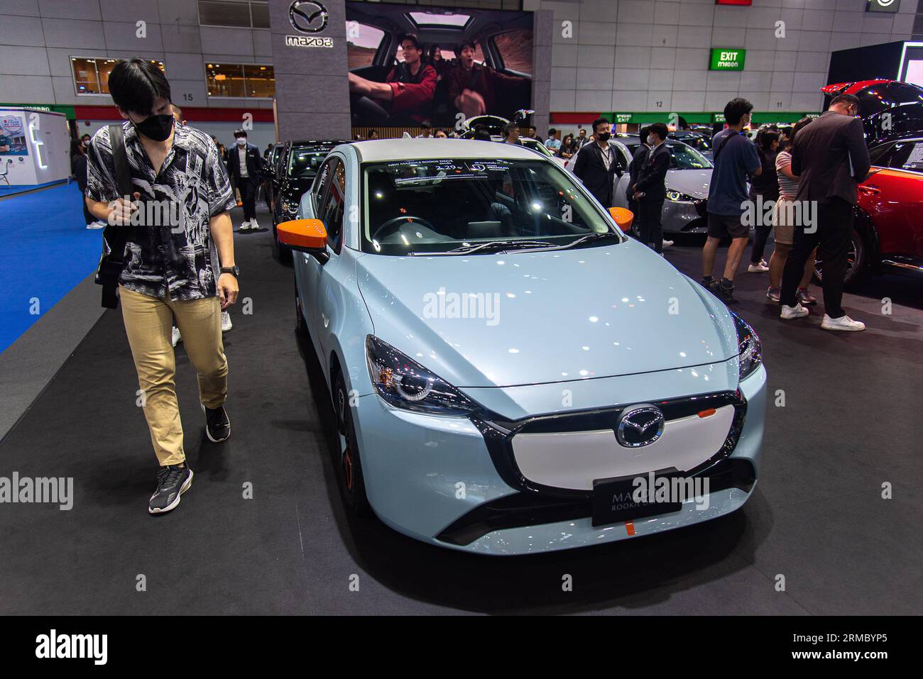 Bangkok, Thailand. 27th Aug, 2023. Visitor inspects a Mazda 2 Rookie ...